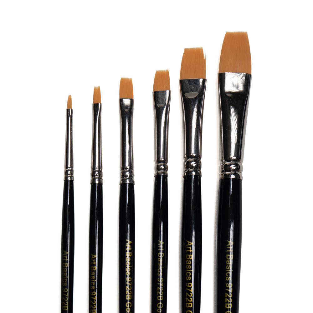 Golden Taklon short flat brush – series 9722B – Draw & Paint Art Supplies
